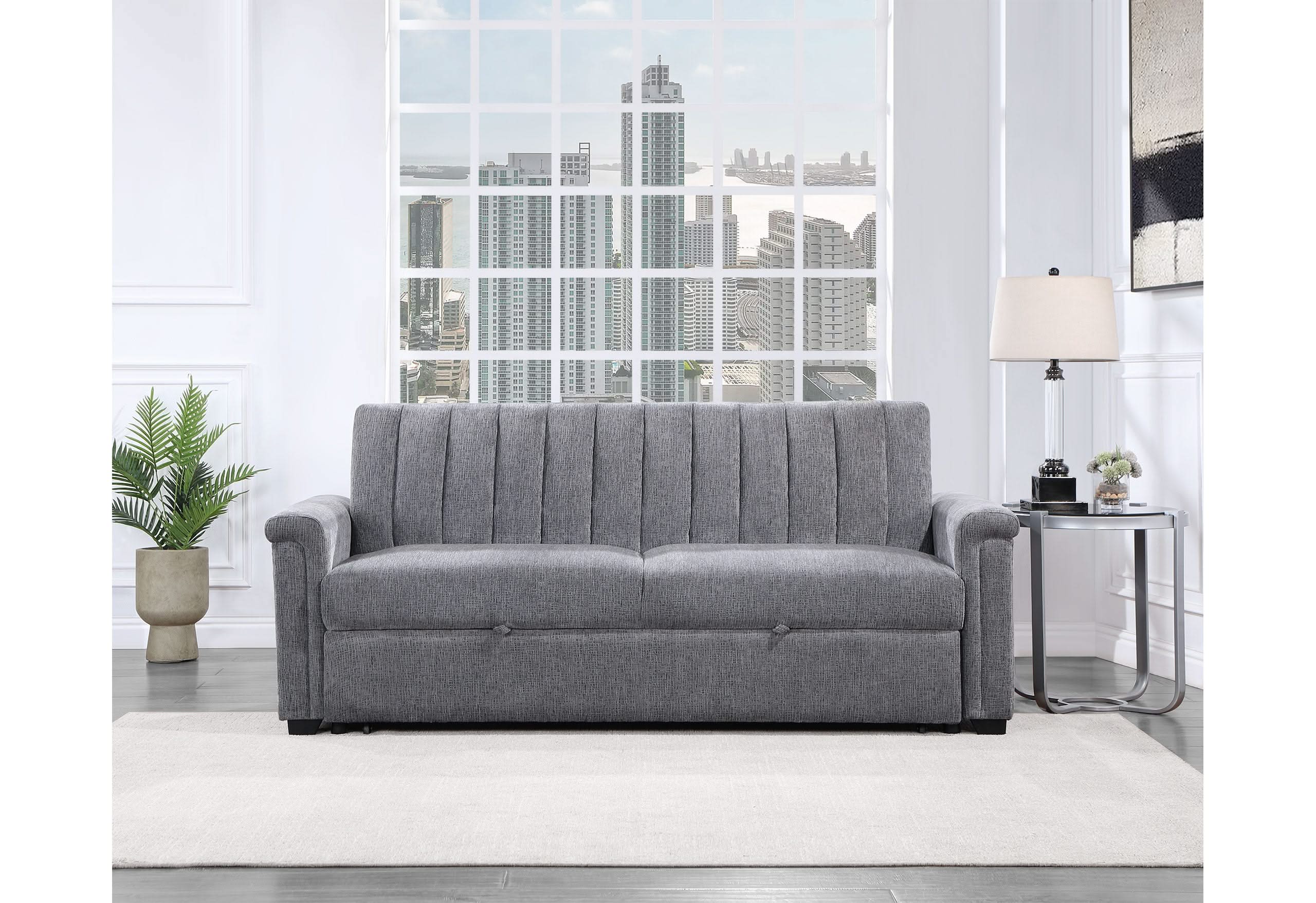 U0201 DARK GREY PULL OUT SOFA – Mikano Furniture